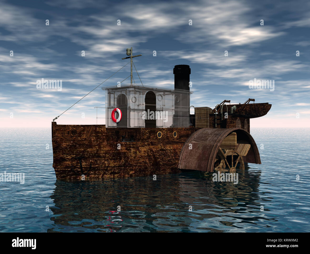 paddle steamer on the sea Stock Photo - Alamy