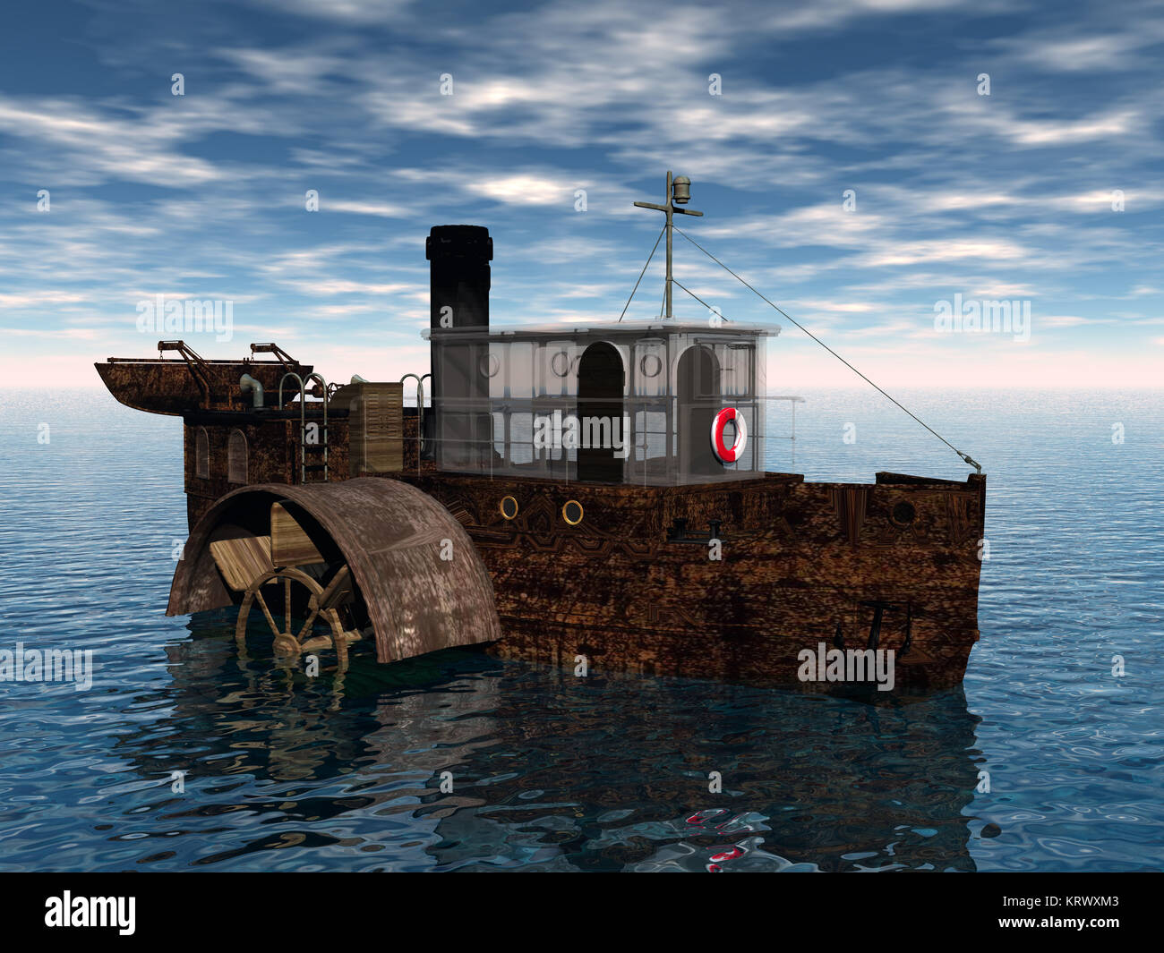 paddle steamer on the sea Stock Photo - Alamy