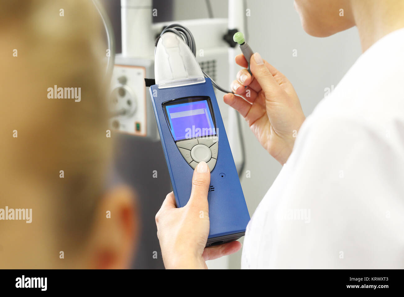 laryngologist. hearing test. a patient at an ent specialist. hearing ...