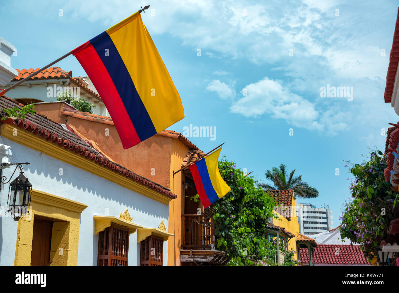 Colombian Flags in Cartagena Stock Photo - Alamy