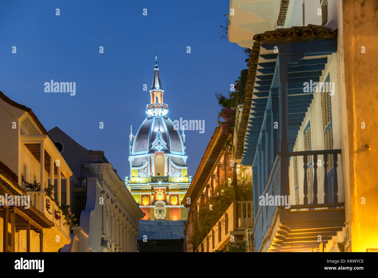 Cartagena Cathedral at Night Stock Photo - Alamy