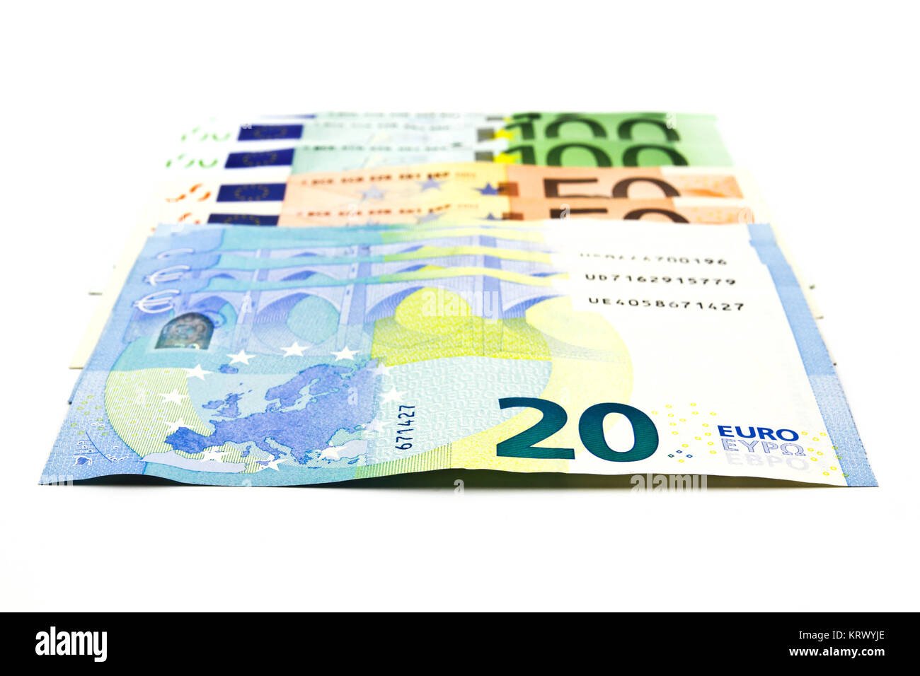 Euro banknote on a white background Stock Photo - Alamy