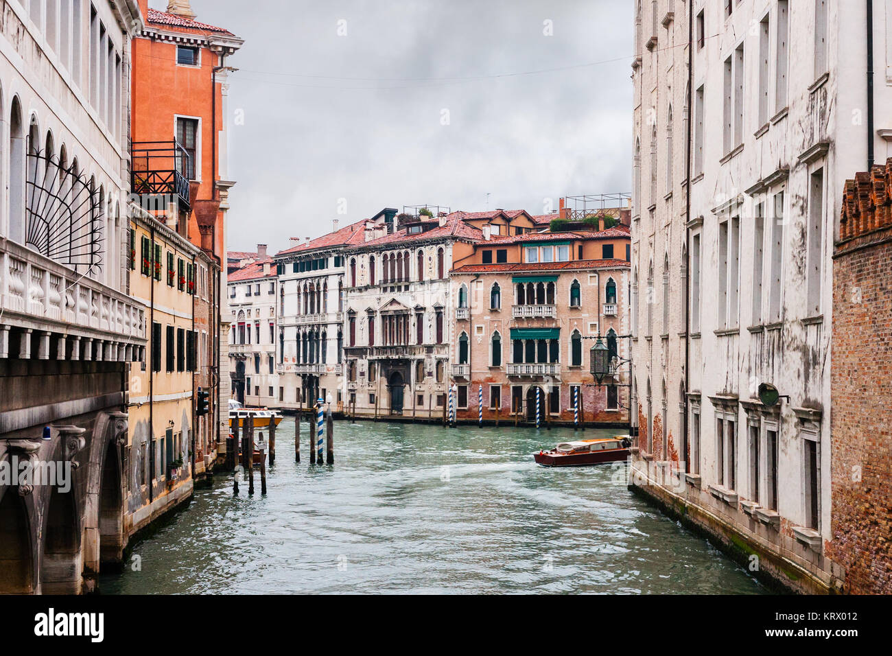 canal and old buildings in Venice city in rain Stock Photo - Alamy