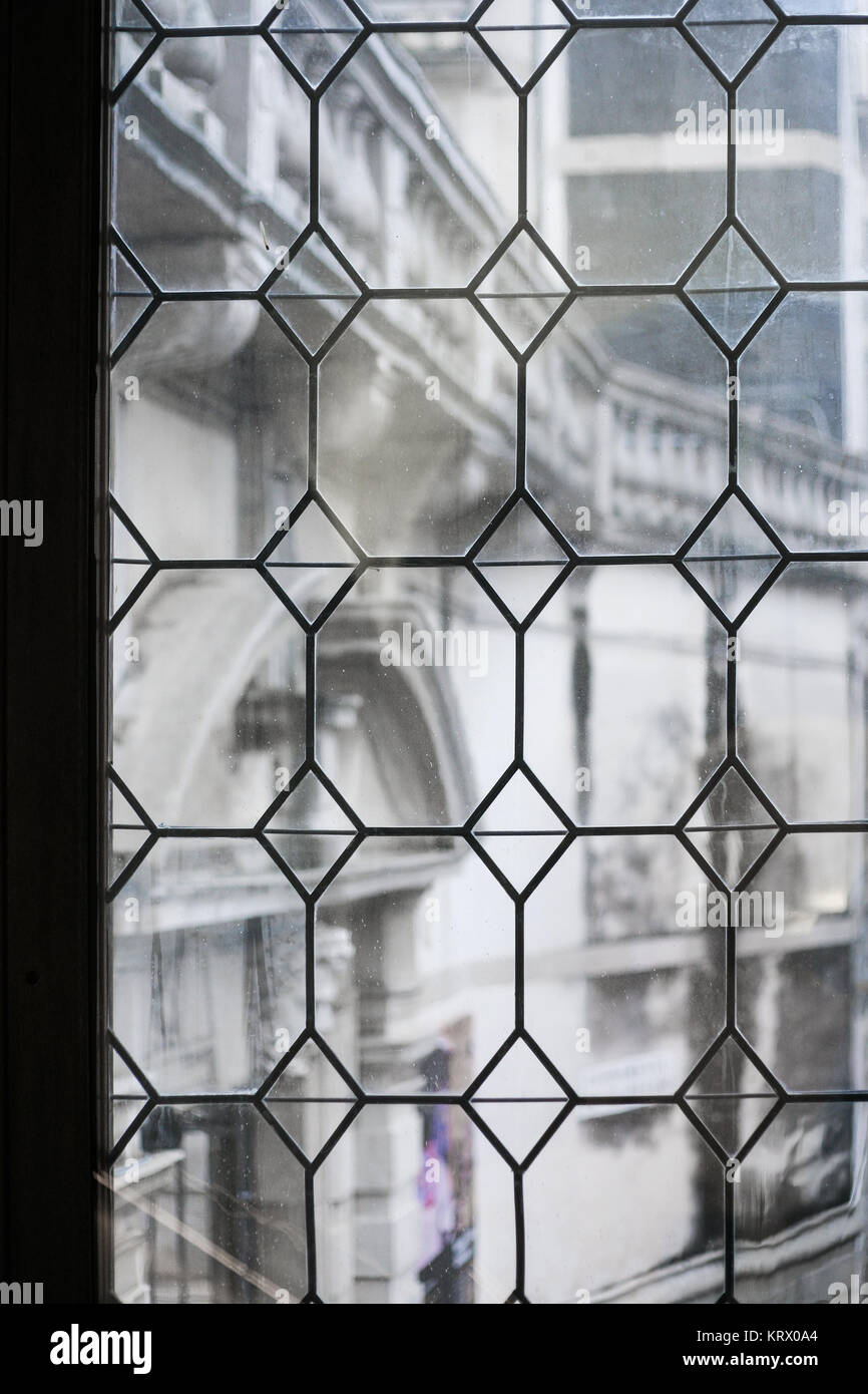 medieval window glass in old house in Venice Stock Photo - Alamy