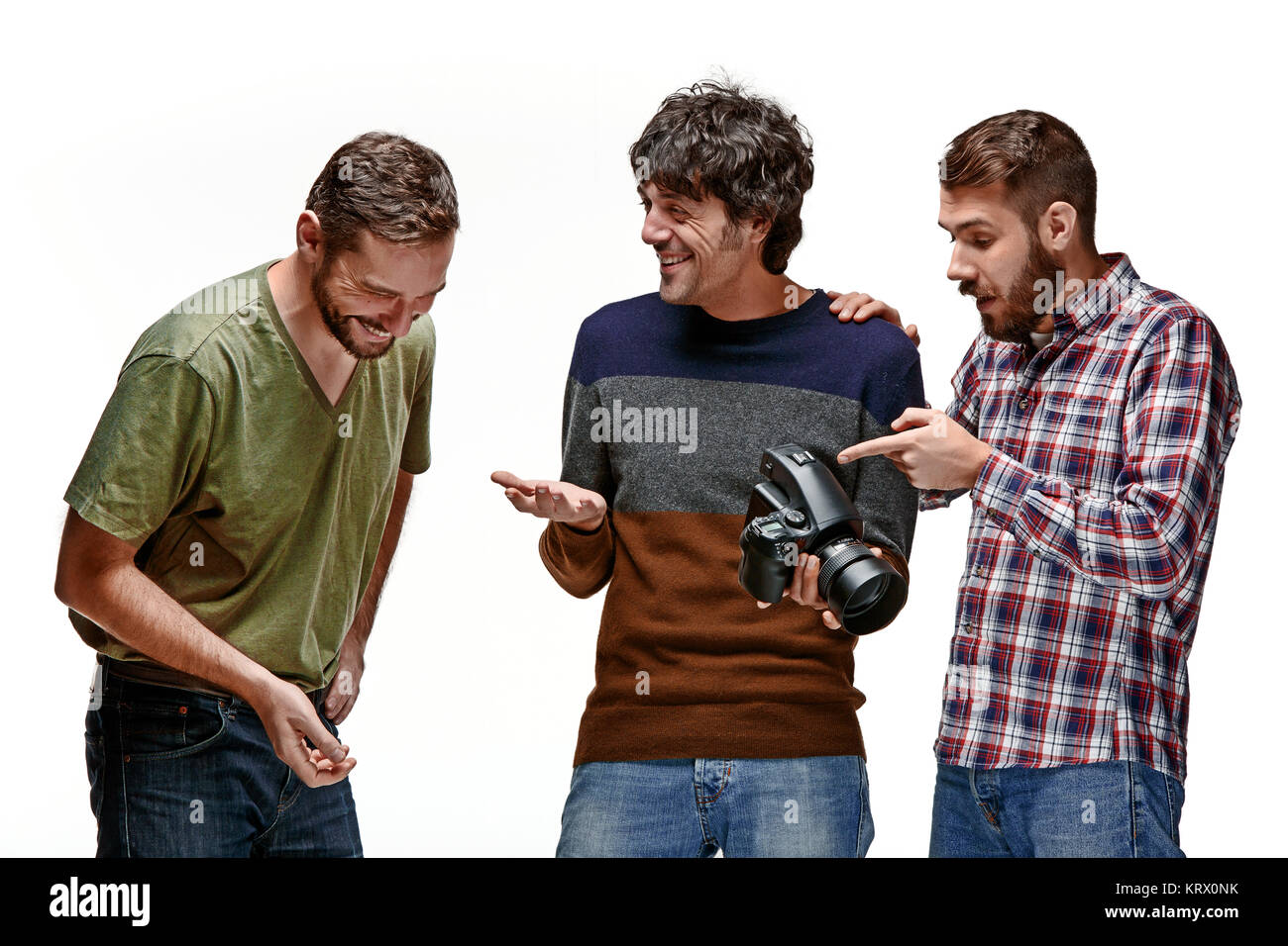 Happy three friends shooting hi-res stock photography and images - Alamy