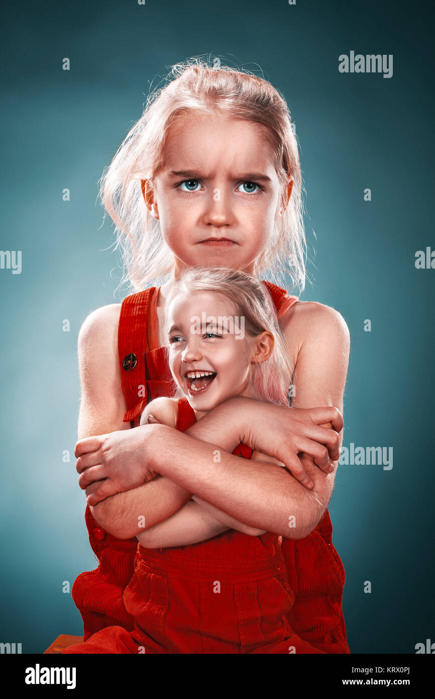 Collage from different emotions of beautiful little girl Stock Photo ...