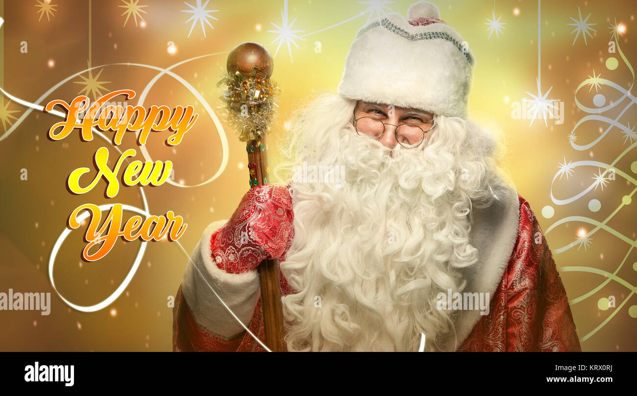 happy Santa Claus looking at camera Stock Photo - Alamy