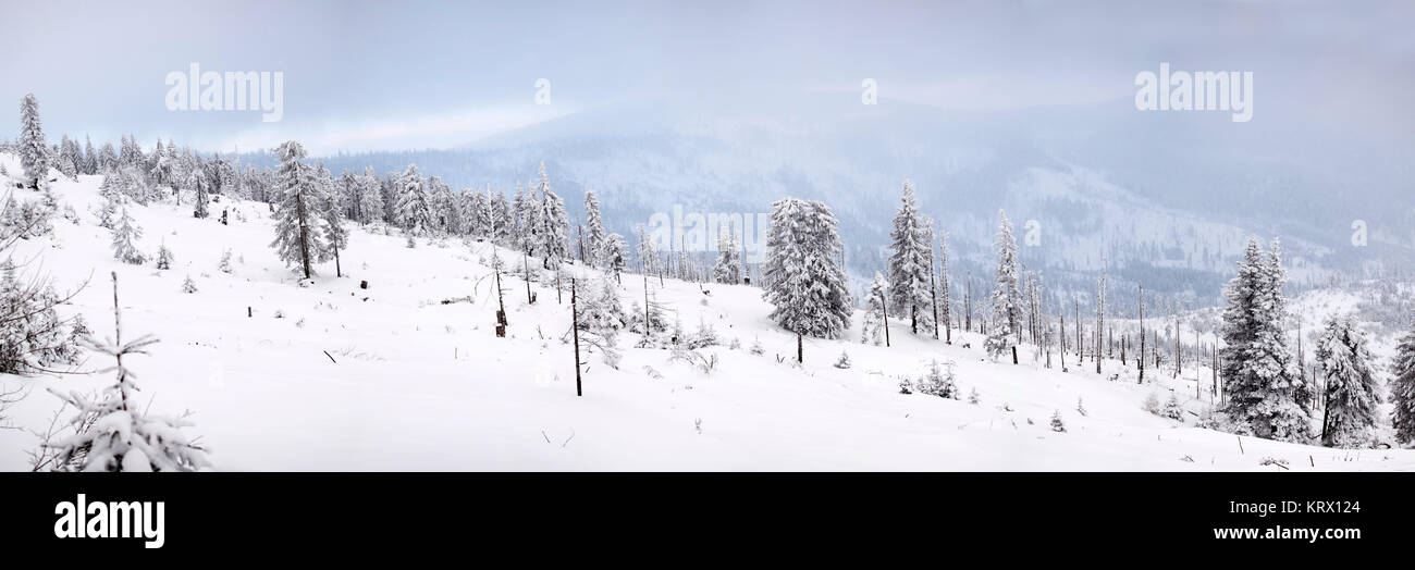 Winter panorama with snow covered hill Stock Photo - Alamy