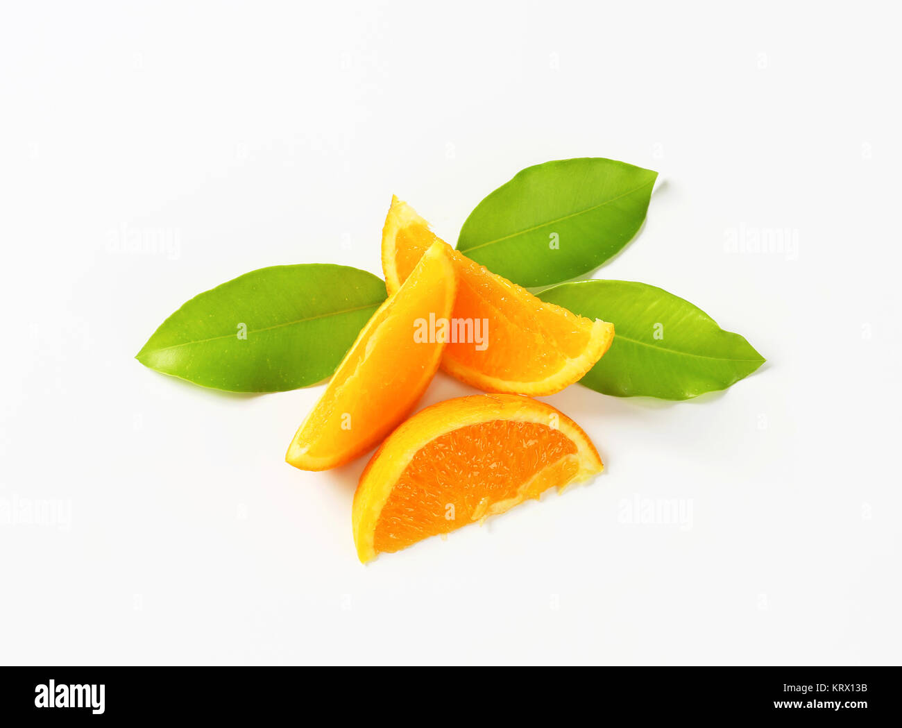 Fresh orange wedges Stock Photo - Alamy
