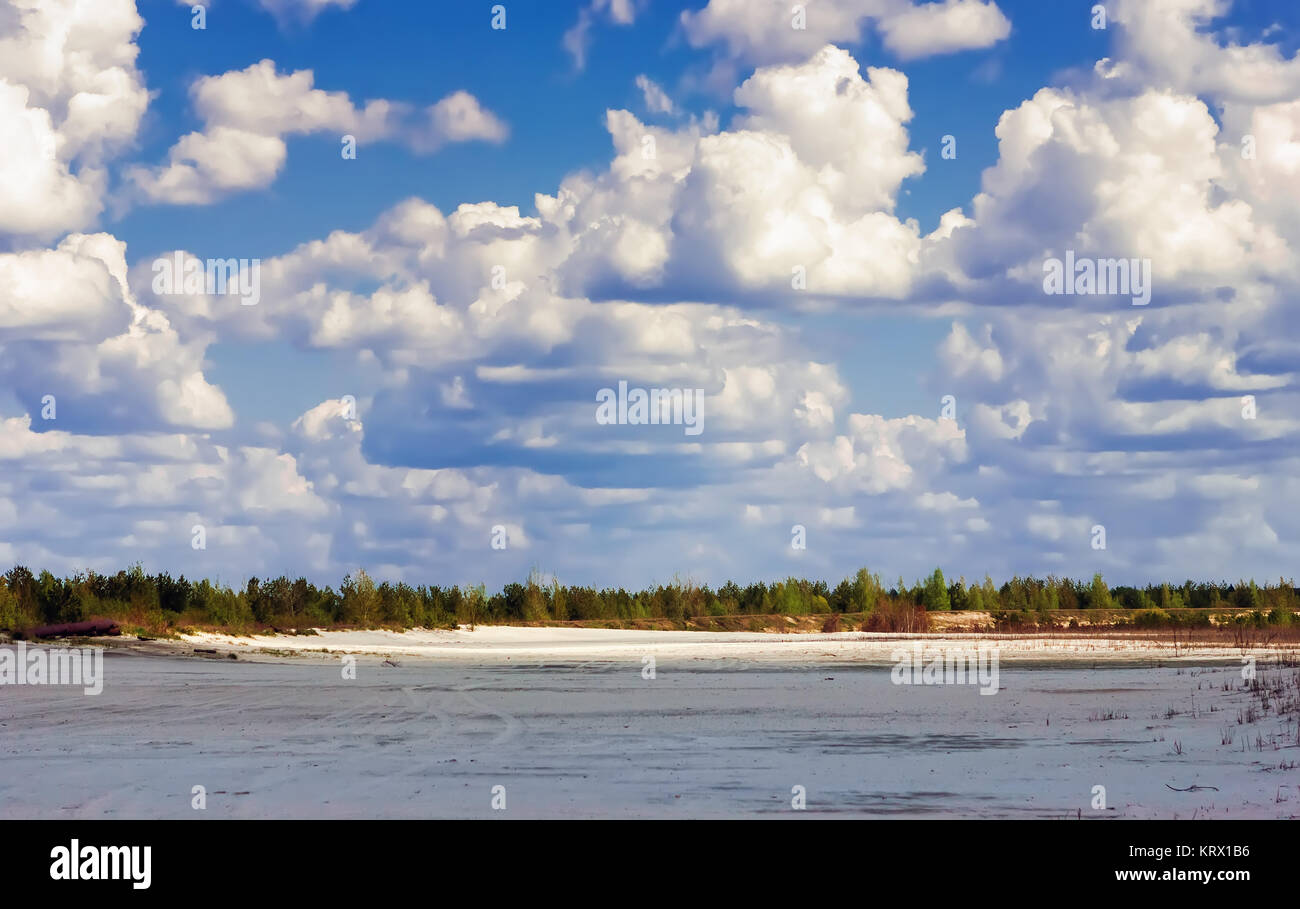 Summer Landscape With Cumulus Clouds Stock Photo - Alamy
