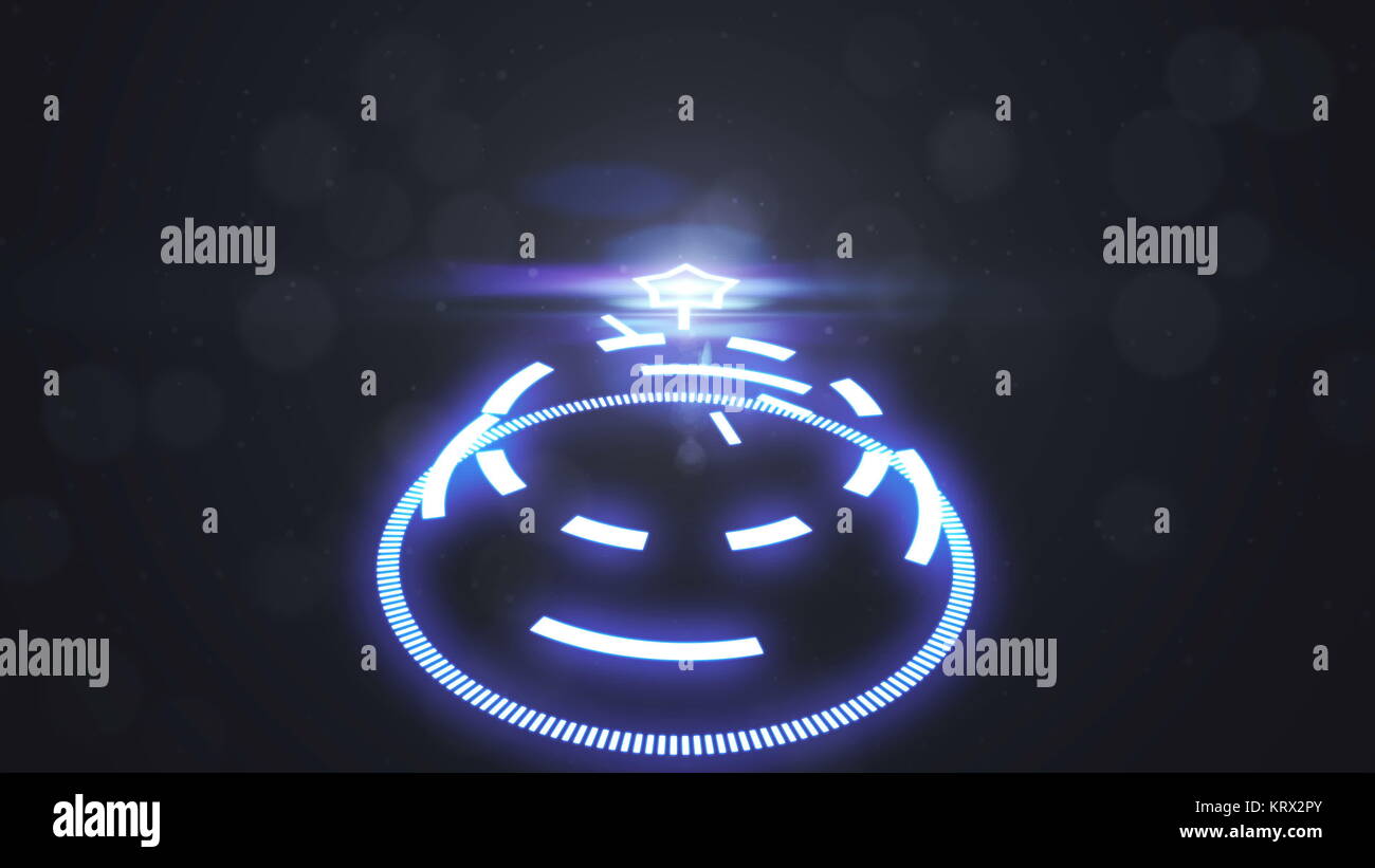 Futuristic screensaver with code hologram. HUD Heads Up Display Scanner ...