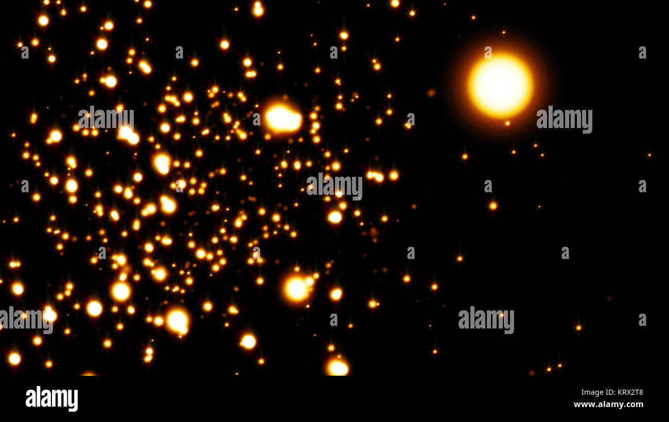 Glittering particles sparkle and drift along on a soft current Stock ...