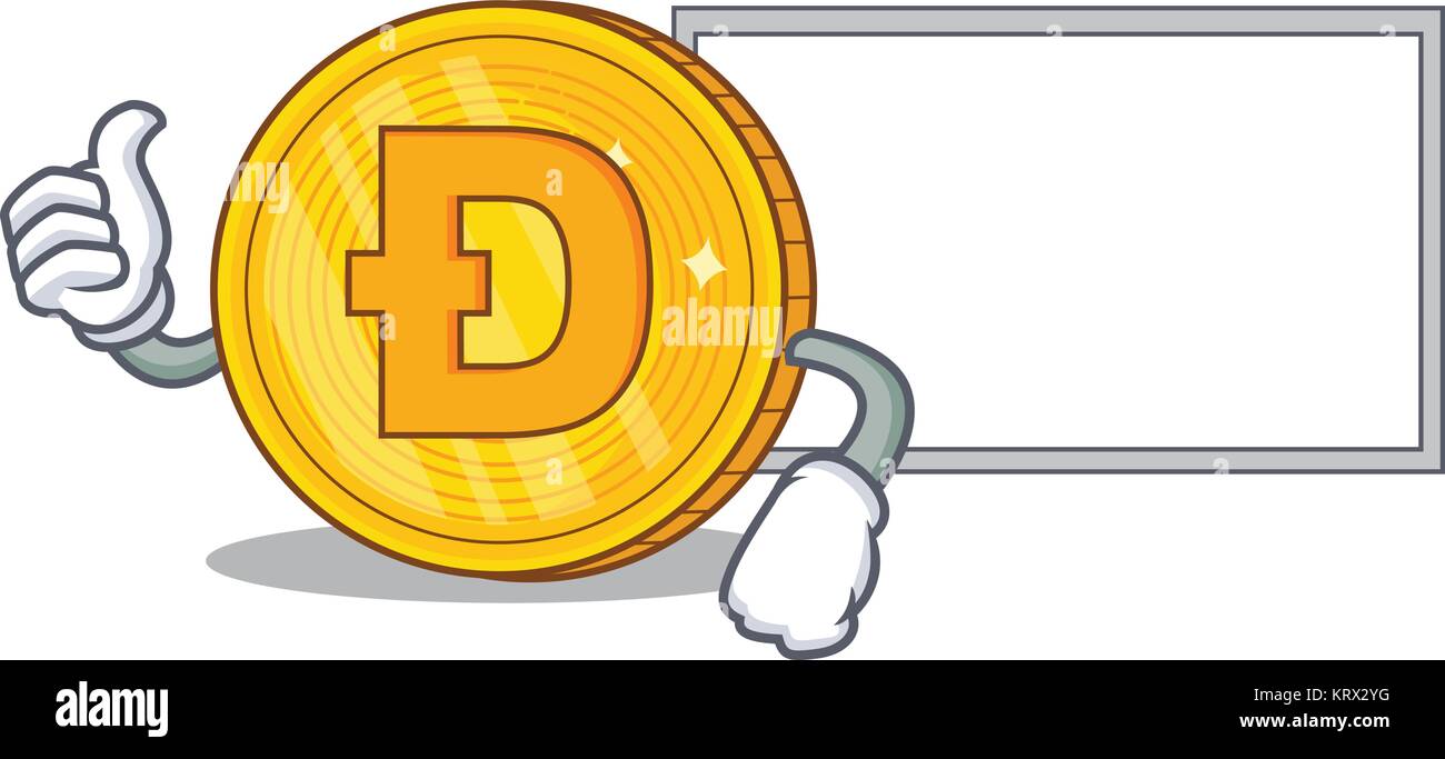 Thumbs up with board Dodgecoin character cartoon style Stock Vector ...