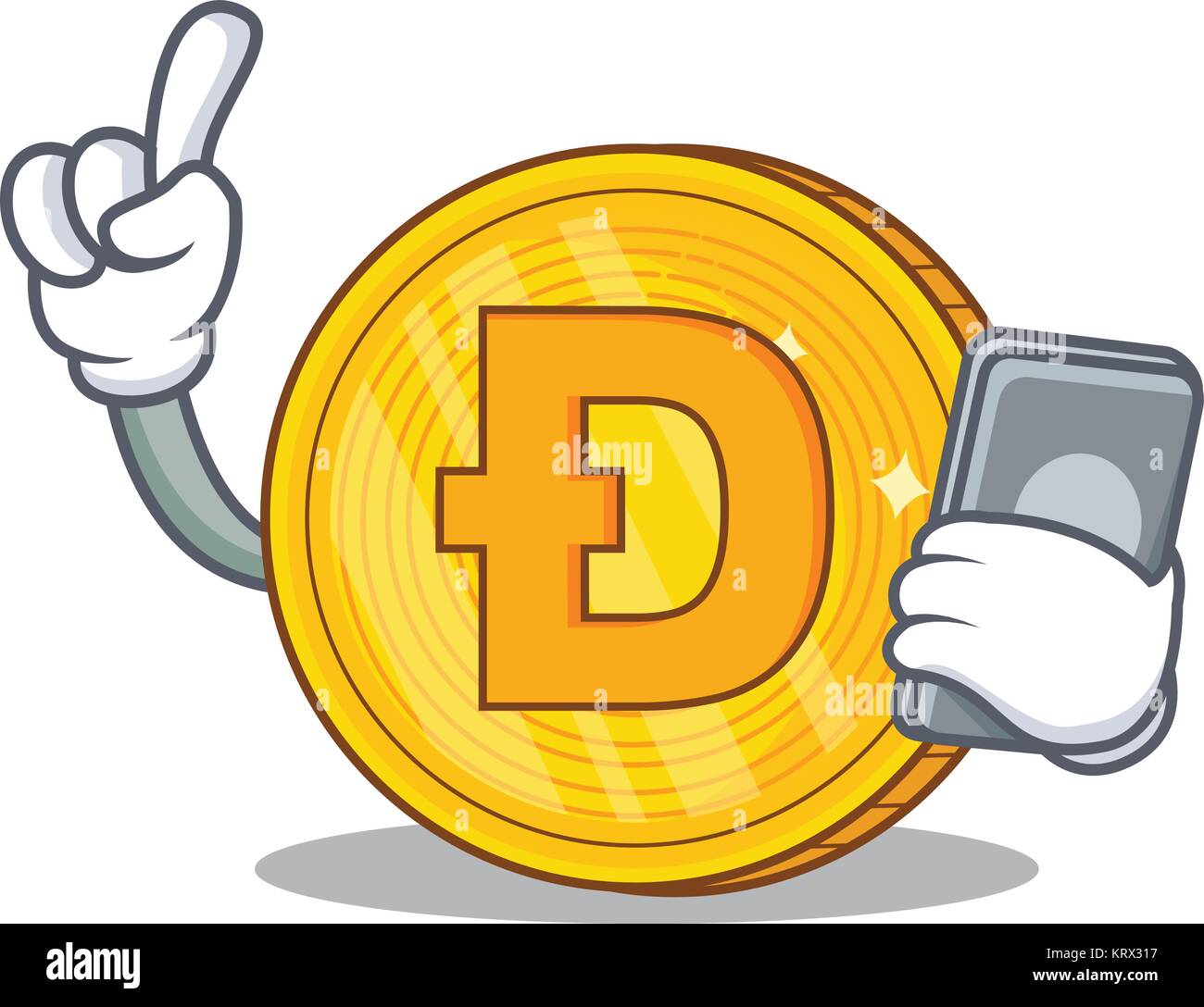 With phone Dodgecoin character cartoon style Stock Vector Image & Art ...