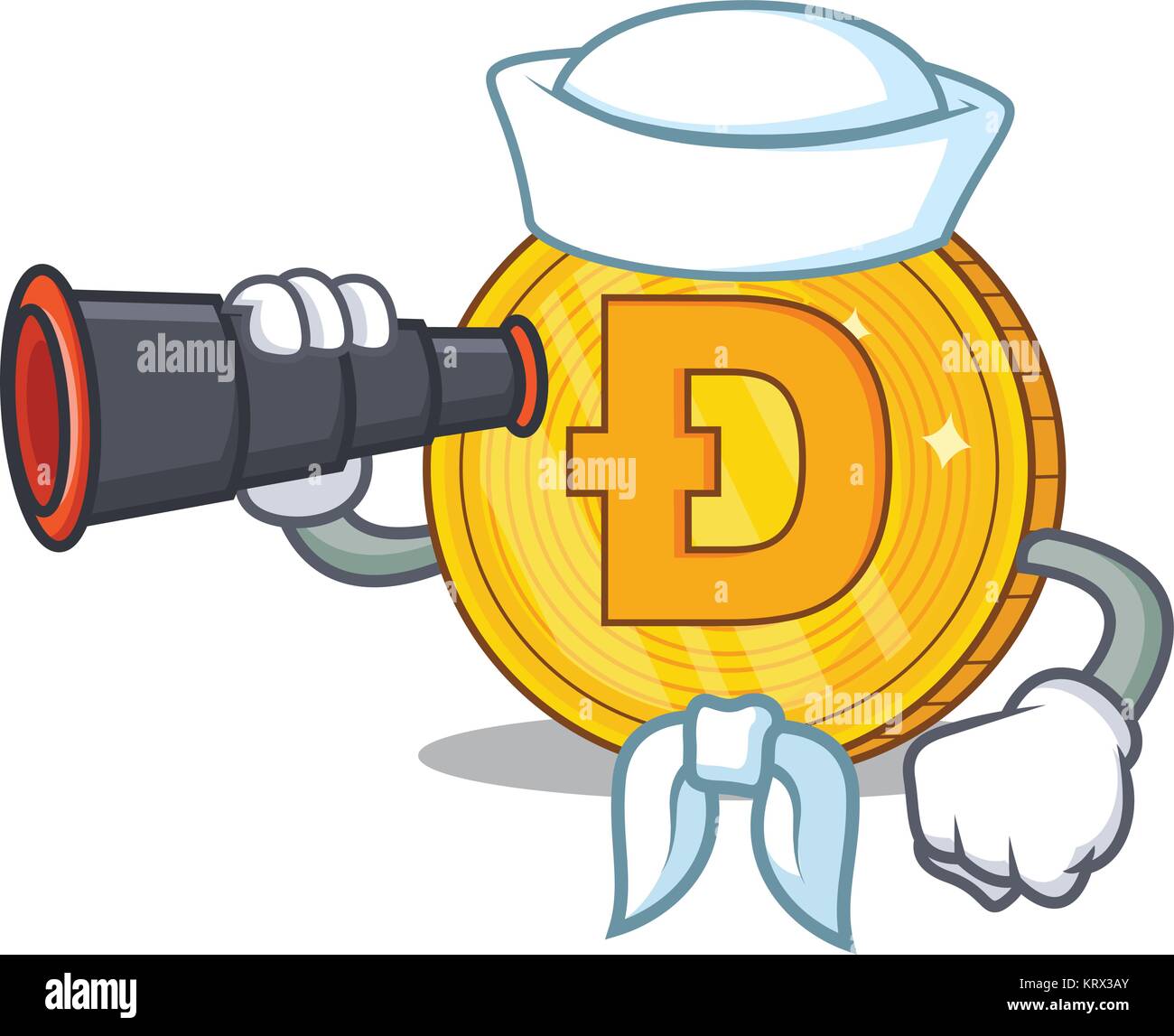 Sailor with binocular Dodgecoin character cartoon style Stock Vector ...