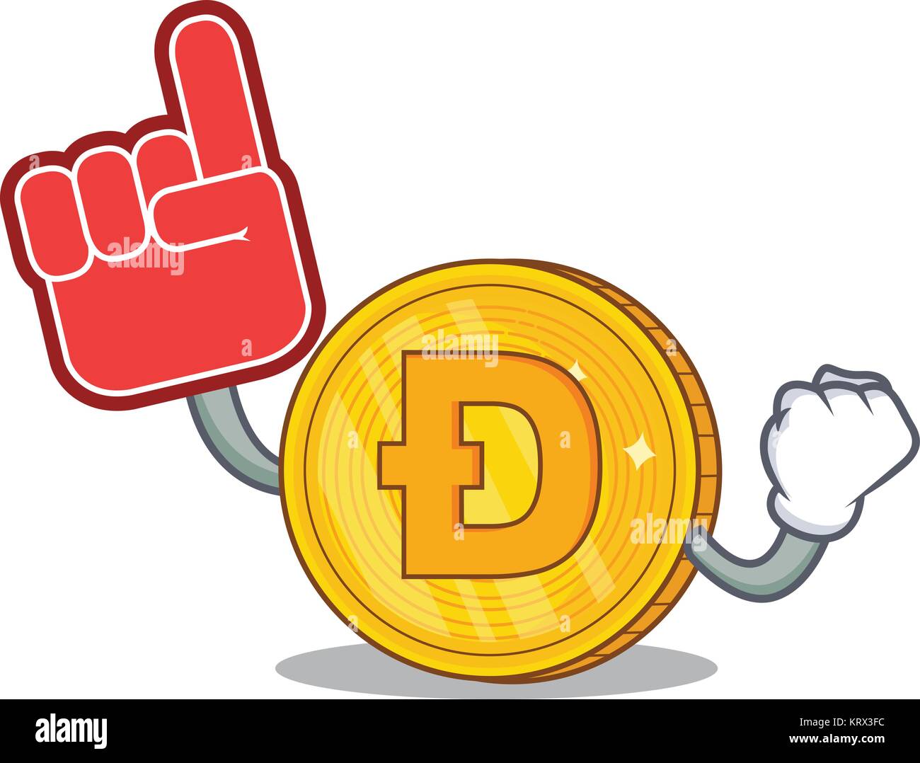 Foam finger Dodgecoin character cartoon style Stock Vector Image & Art ...