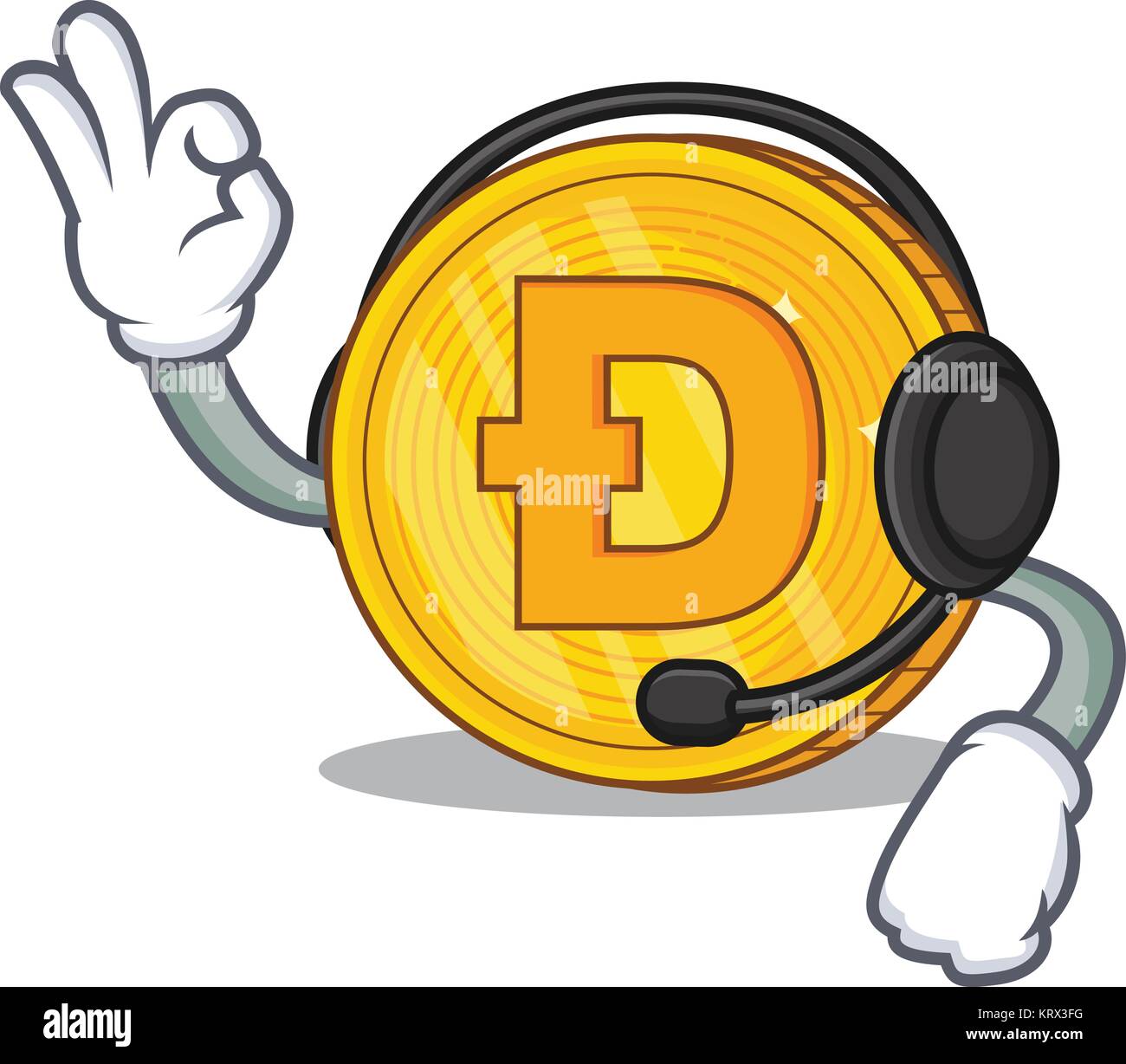 With headphone Dodgecoin character cartoon style Stock Vector Image ...