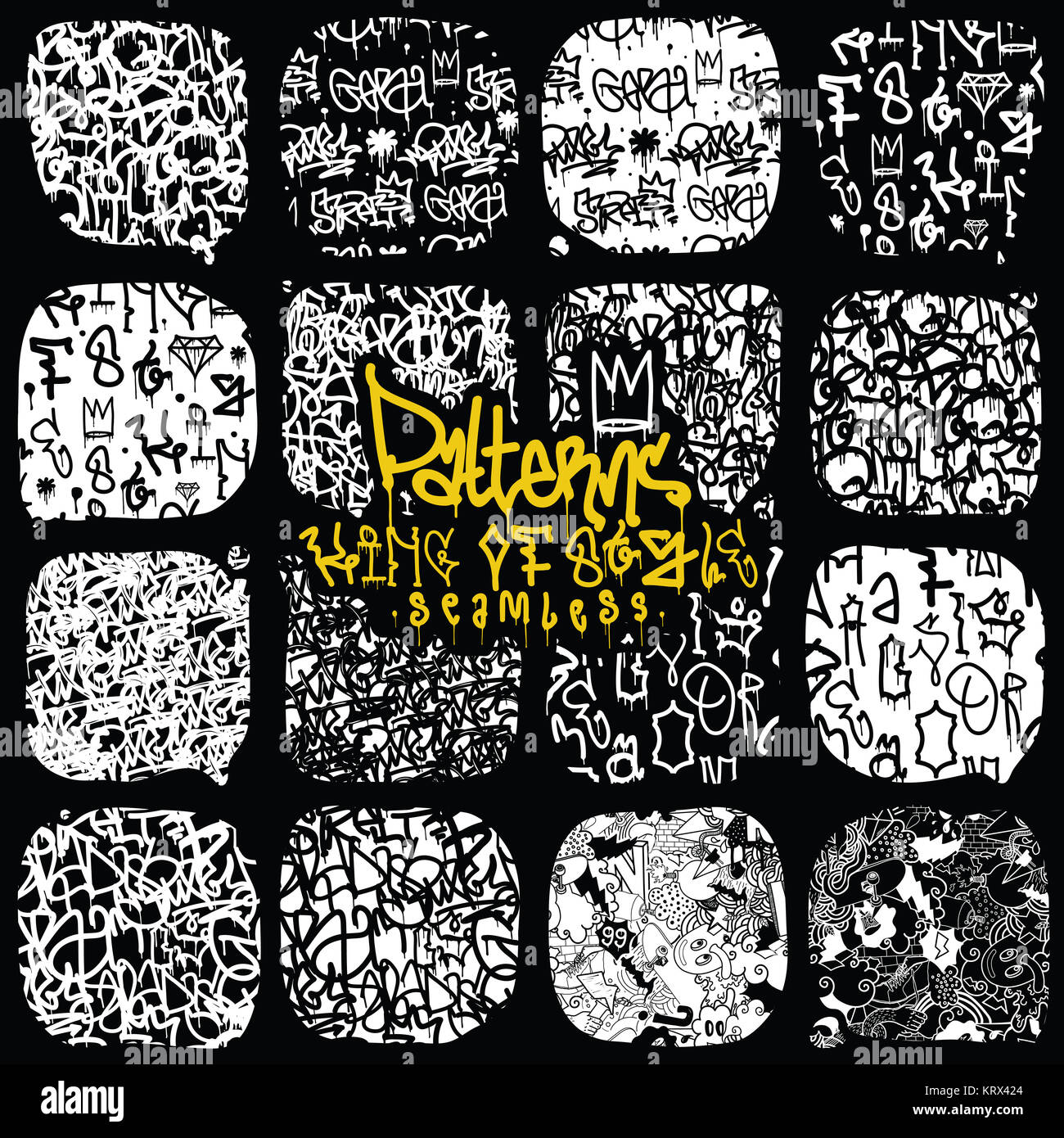 Big set of seamless patterns graffiti style Stock Photo - Alamy
