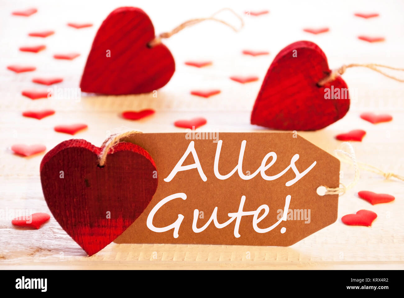 Label With German Text Alles Gute Means Best Wishes. Many Red Heart ...