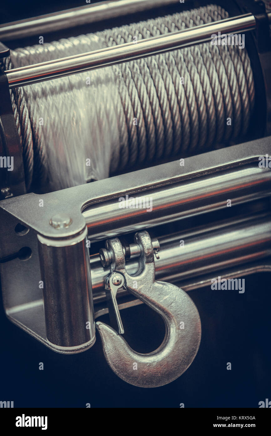 Off road vehicle winch Stock Photo - Alamy