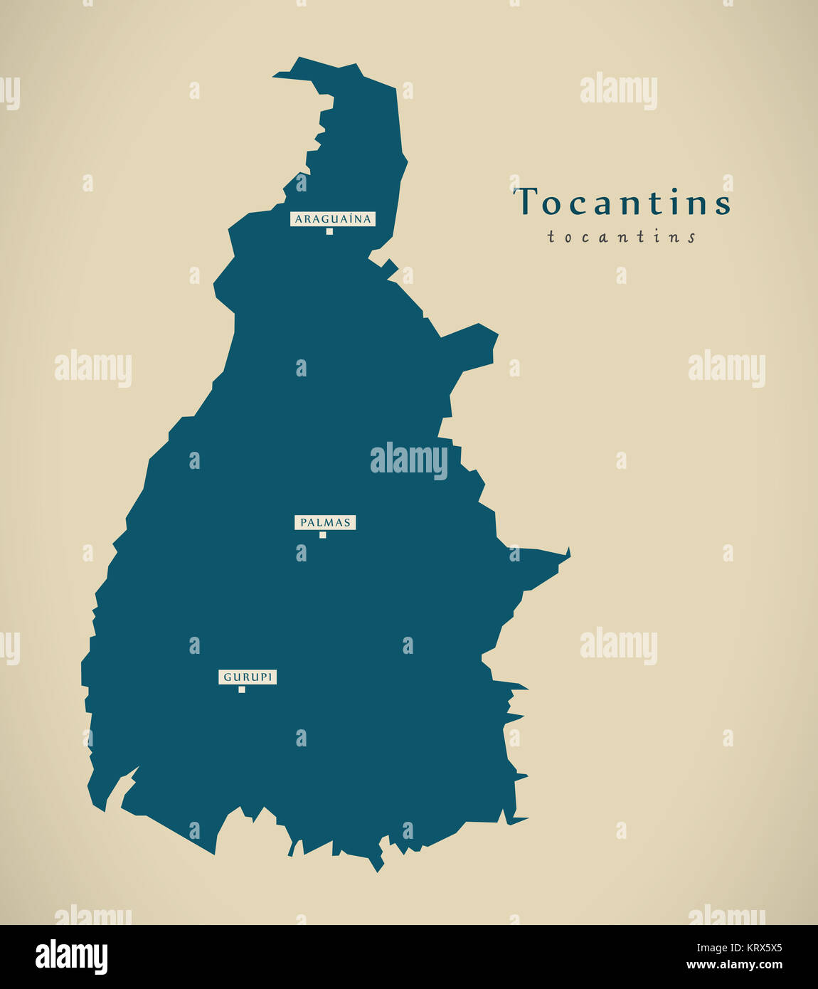 Modern Map - Tocantins BR Brazil Illustration Stock Photo - Alamy