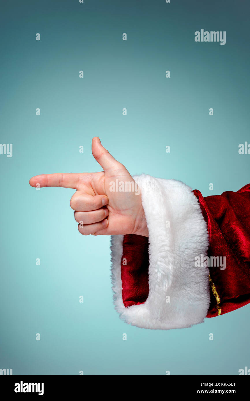 Photo of Santa Claus hand in pointing gesture Stock Photo - Alamy