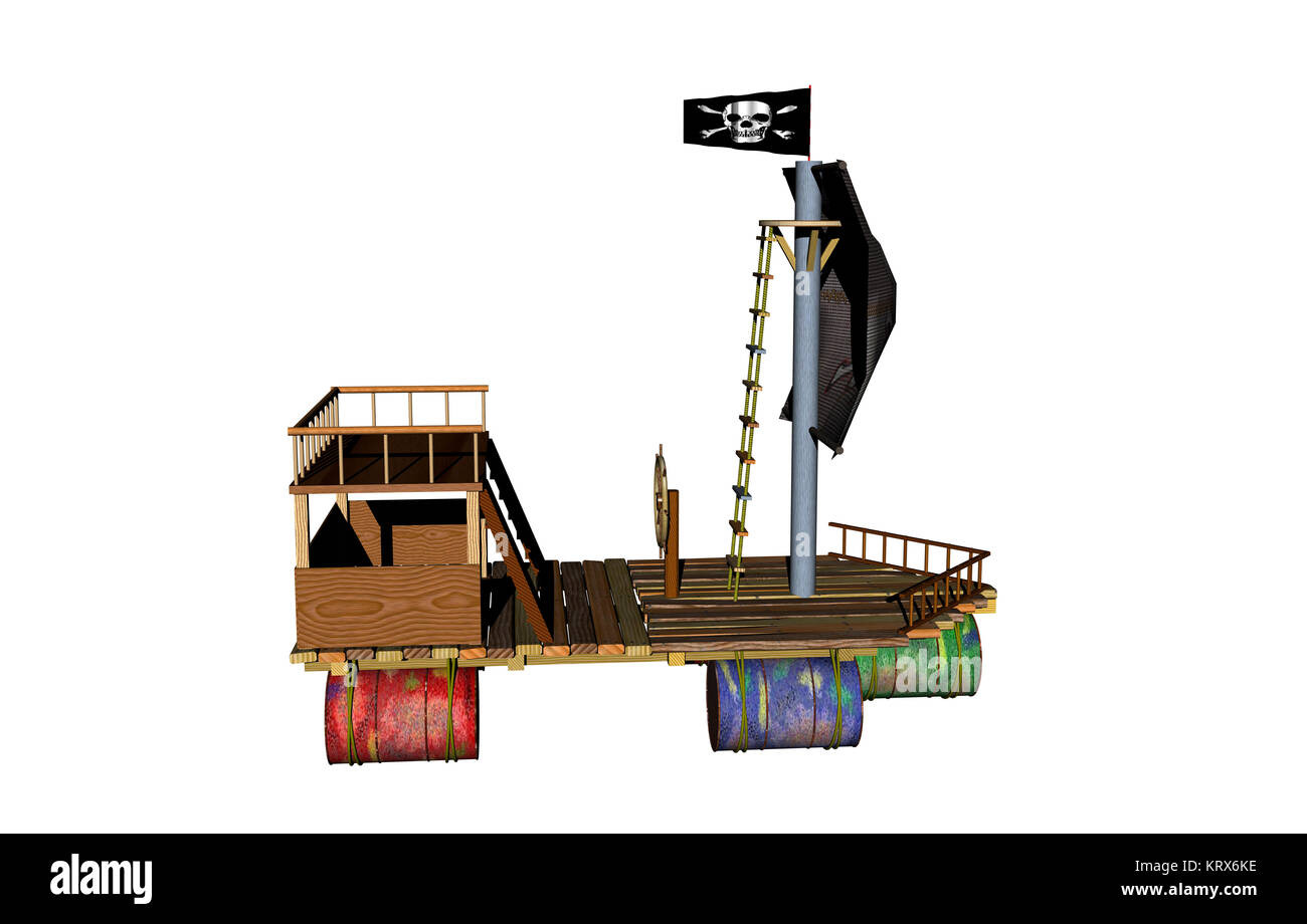 pirate ship released as a raft Stock Photo - Alamy