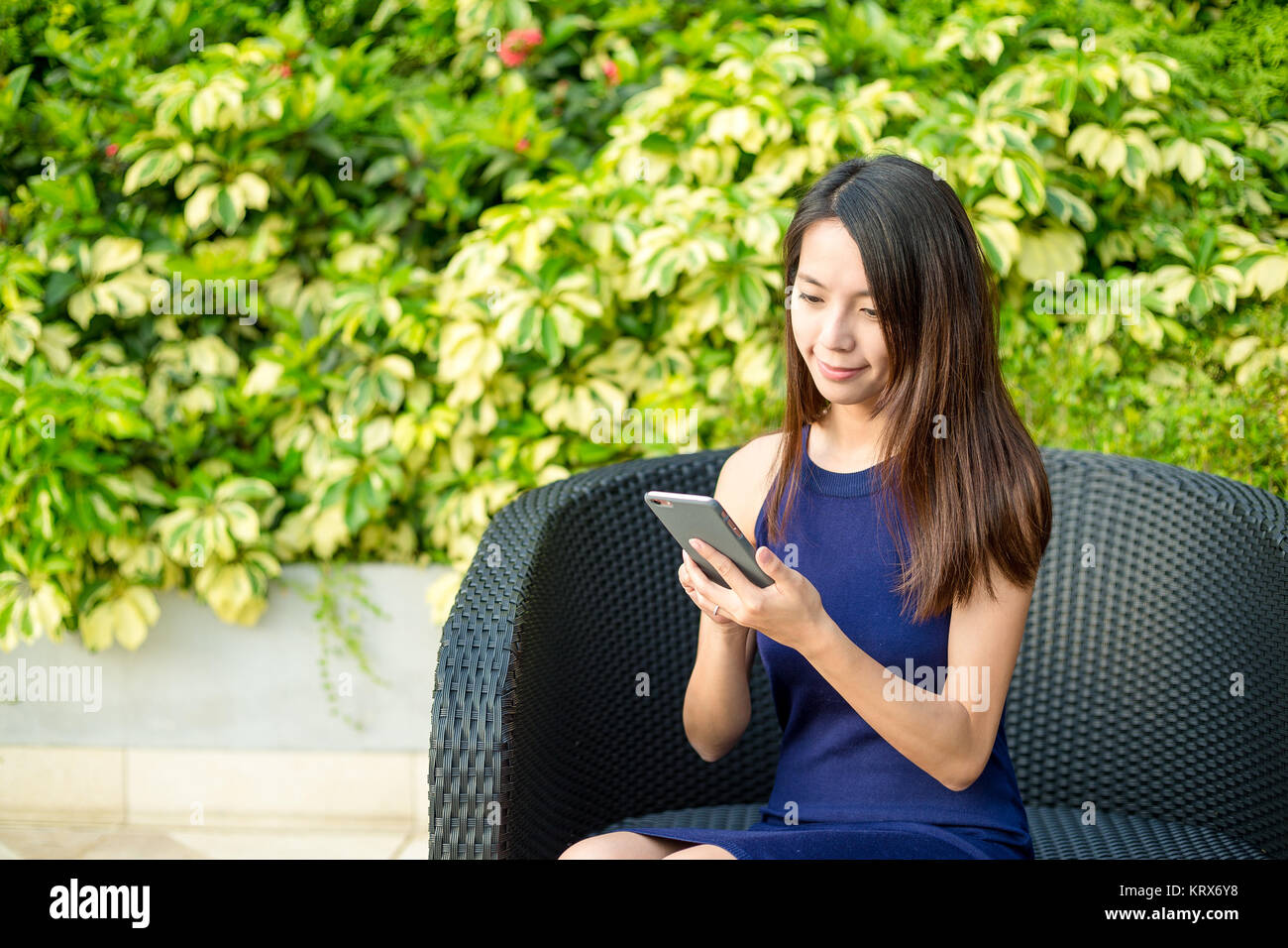 Woman using cellphone at outdoor Stock Photo - Alamy