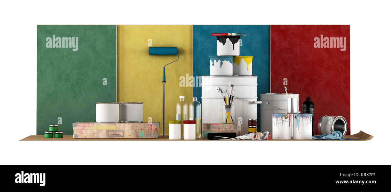 tools for select color swatch to paint walls Stock Photo - Alamy