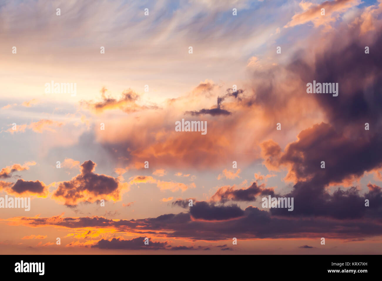 Dramatic sunset over the sea. Sky background Stock Photo - Alamy
