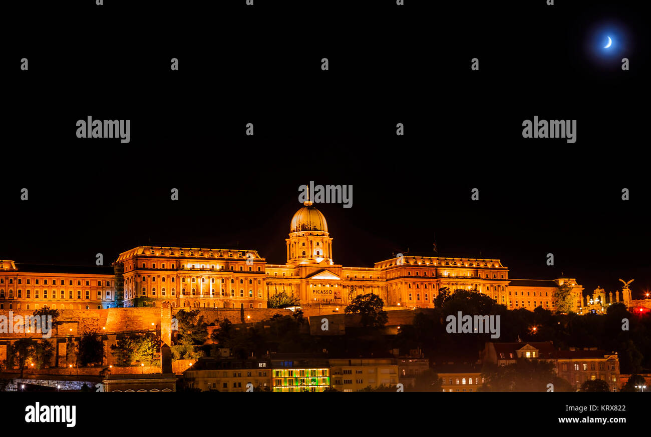 Buda Castle Moon Night Budapest Hungary Stock Photo - Alamy