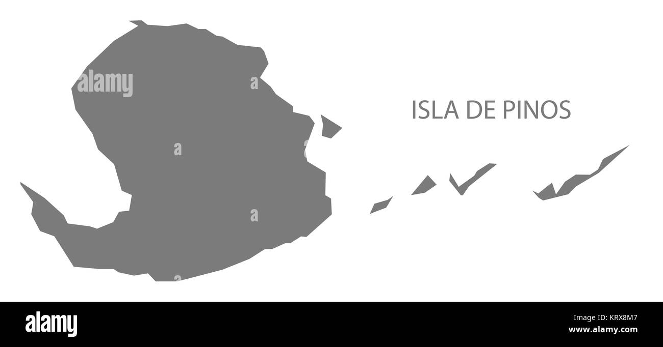 Isla de Pinos Cuba Map grey Stock Photo - Alamy