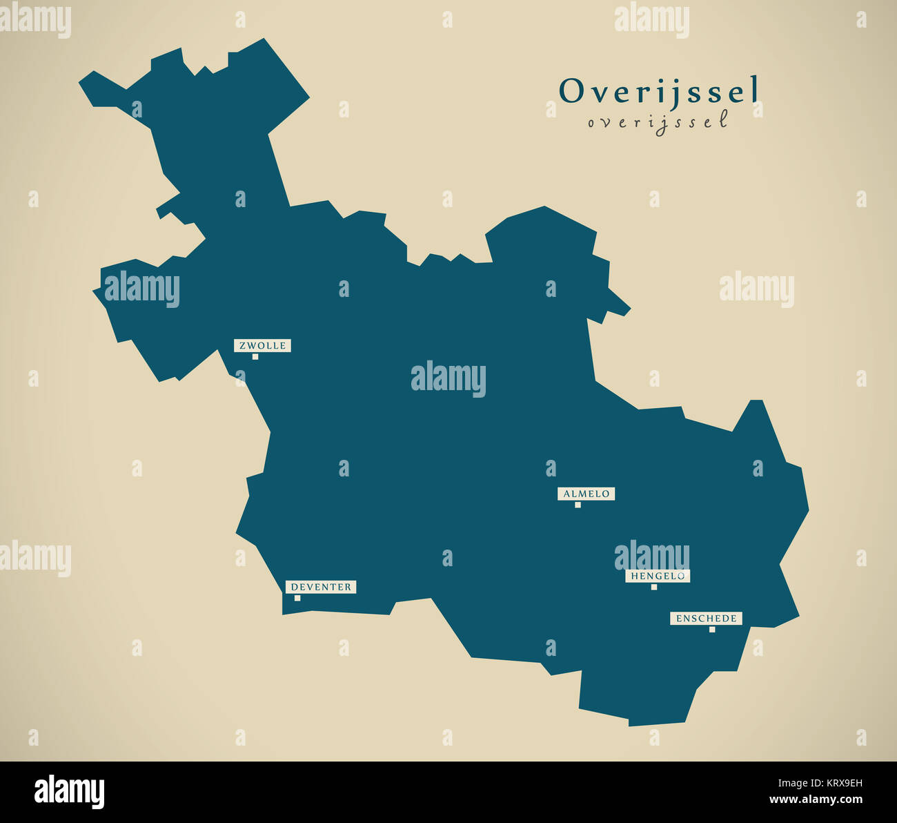 Modern Map - Overijssel NL illustration Stock Photo - Alamy