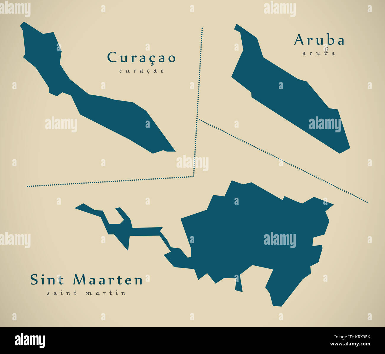 Modern Map - Overseas provinces NL illustration Stock Photo - Alamy