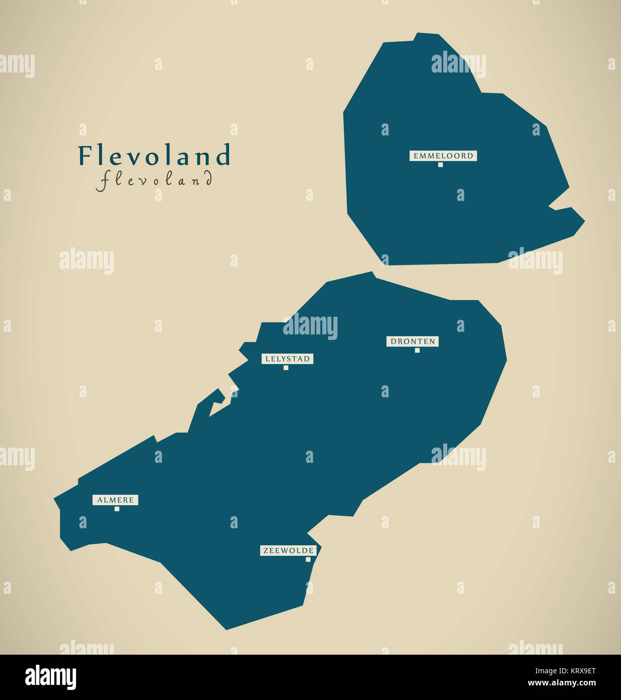 Modern Map - Flevoland NL illustration Stock Photo - Alamy