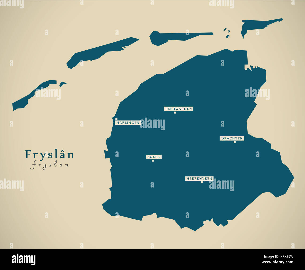 Modern Map - Fryslan NL illustration Stock Photo - Alamy