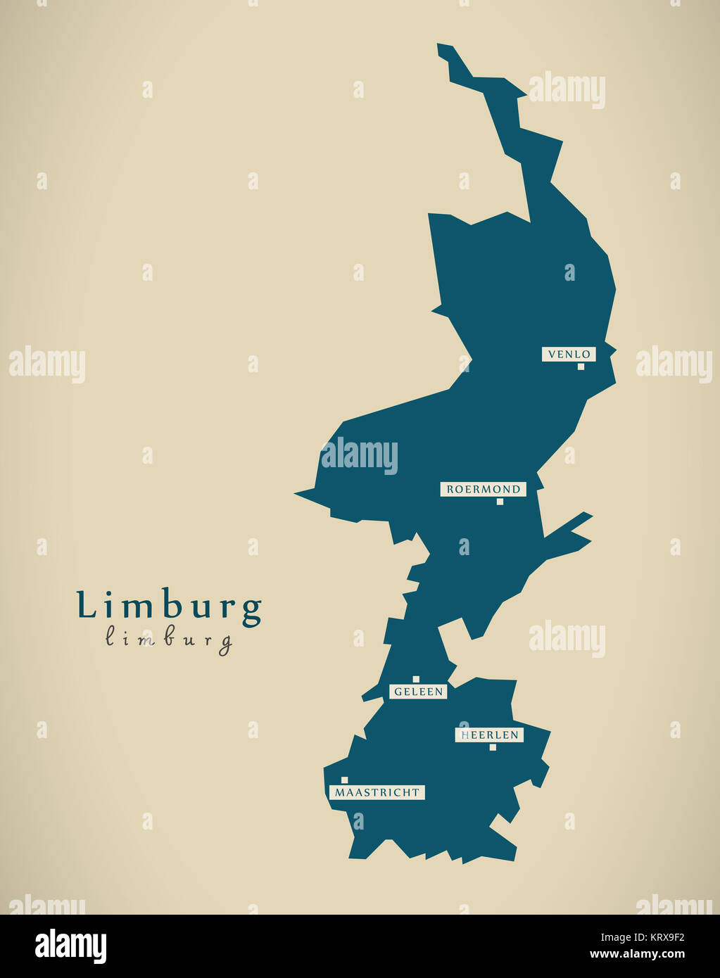 Modern Map - Limburg NL illustration Stock Photo - Alamy