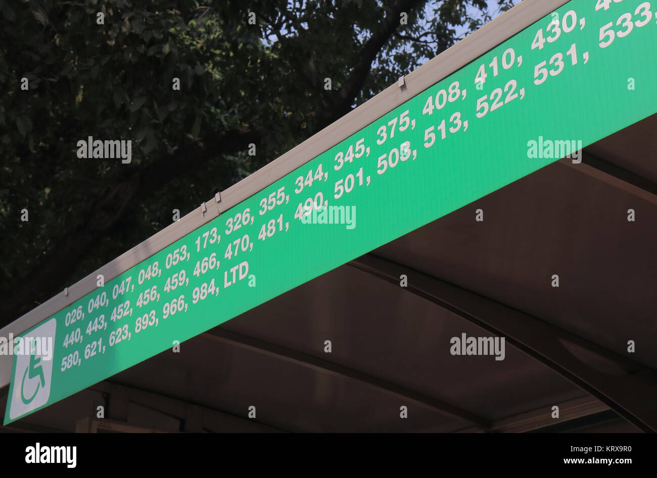 Bus stop displays bus number information in New Delhi India Stock Photo ...