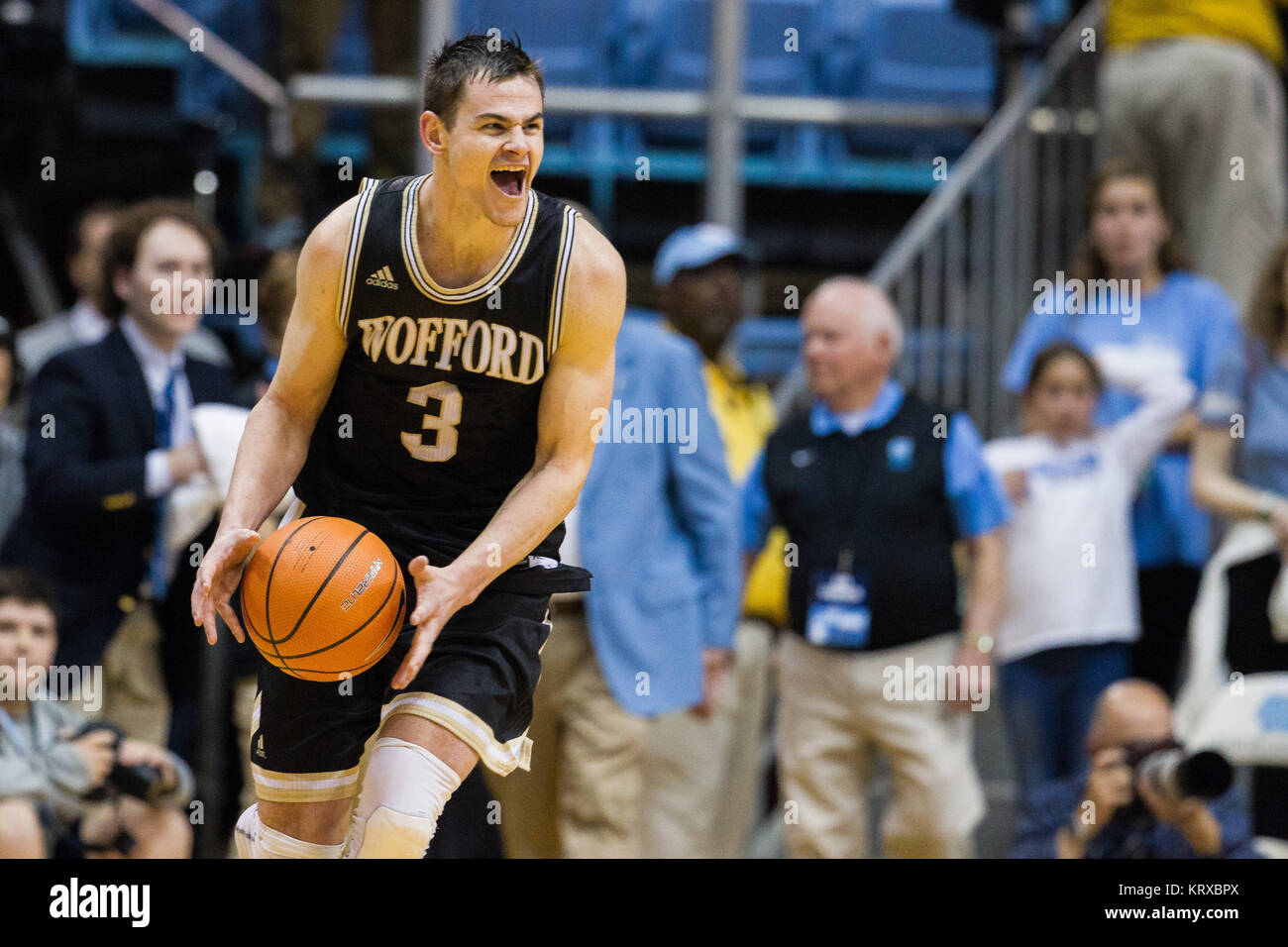 Chapel Hill, NC, USA. 20th Dec, 2017. Wofford guard Fletcher Magee (3 ...
