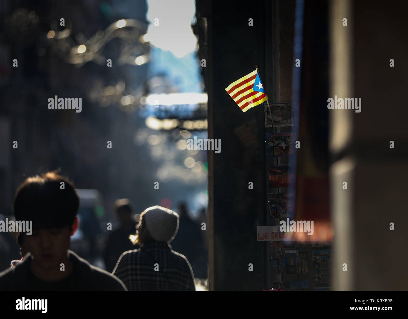 Barcelona, Spain. 20th Dec, 2017. The 'estelada', which is a symbol of ...