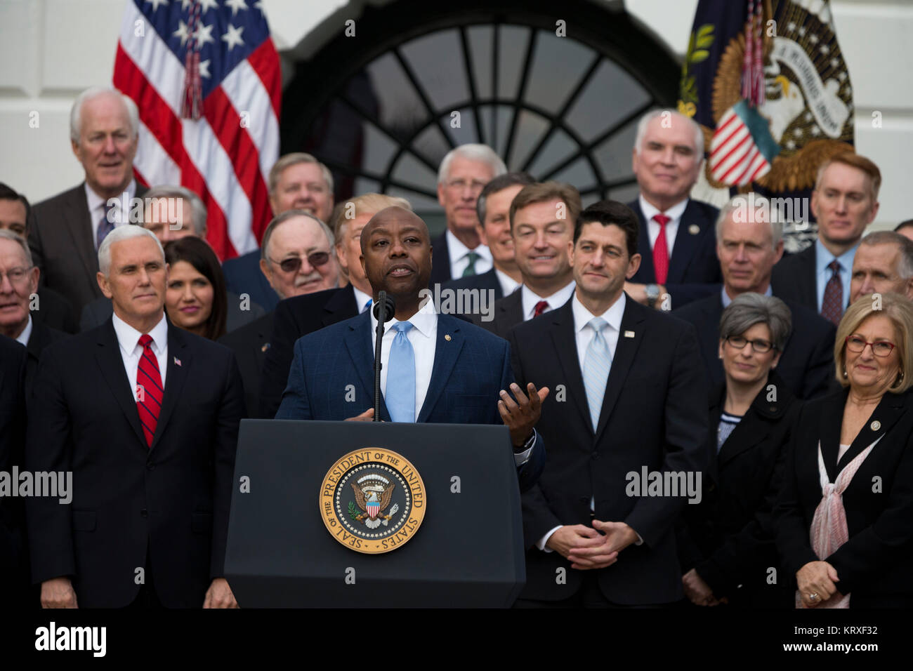 United States Senator Tim Scott, Republican of South Carolina, speaks ...