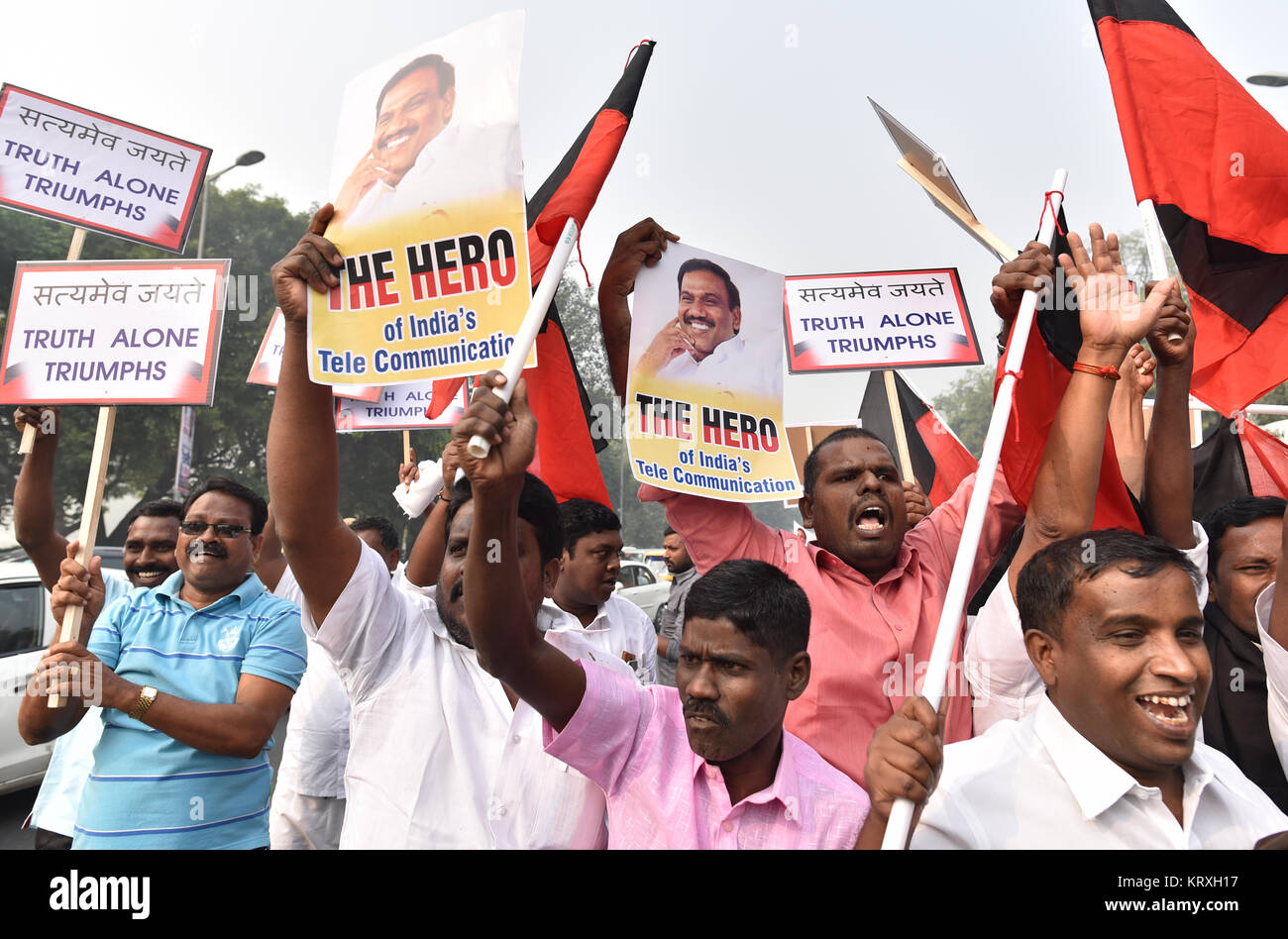 NEW DELHI, INDIA - DECEMBER 21: Supporters of Andimuthu Raja ...