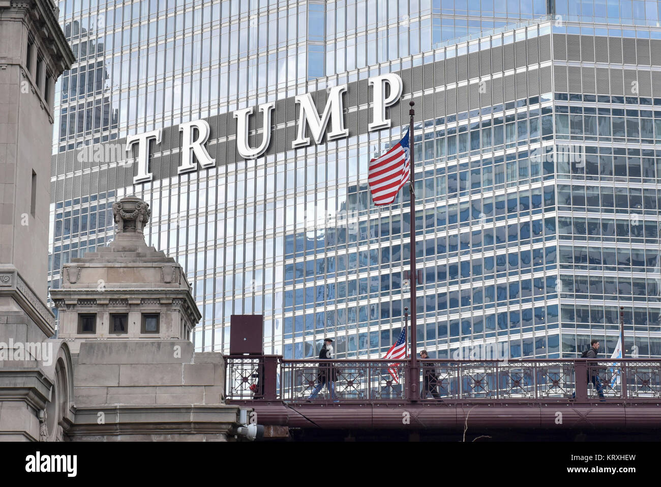 Chicago, USA. 21 December 2017. The sign adorning the exterior of Trump ...