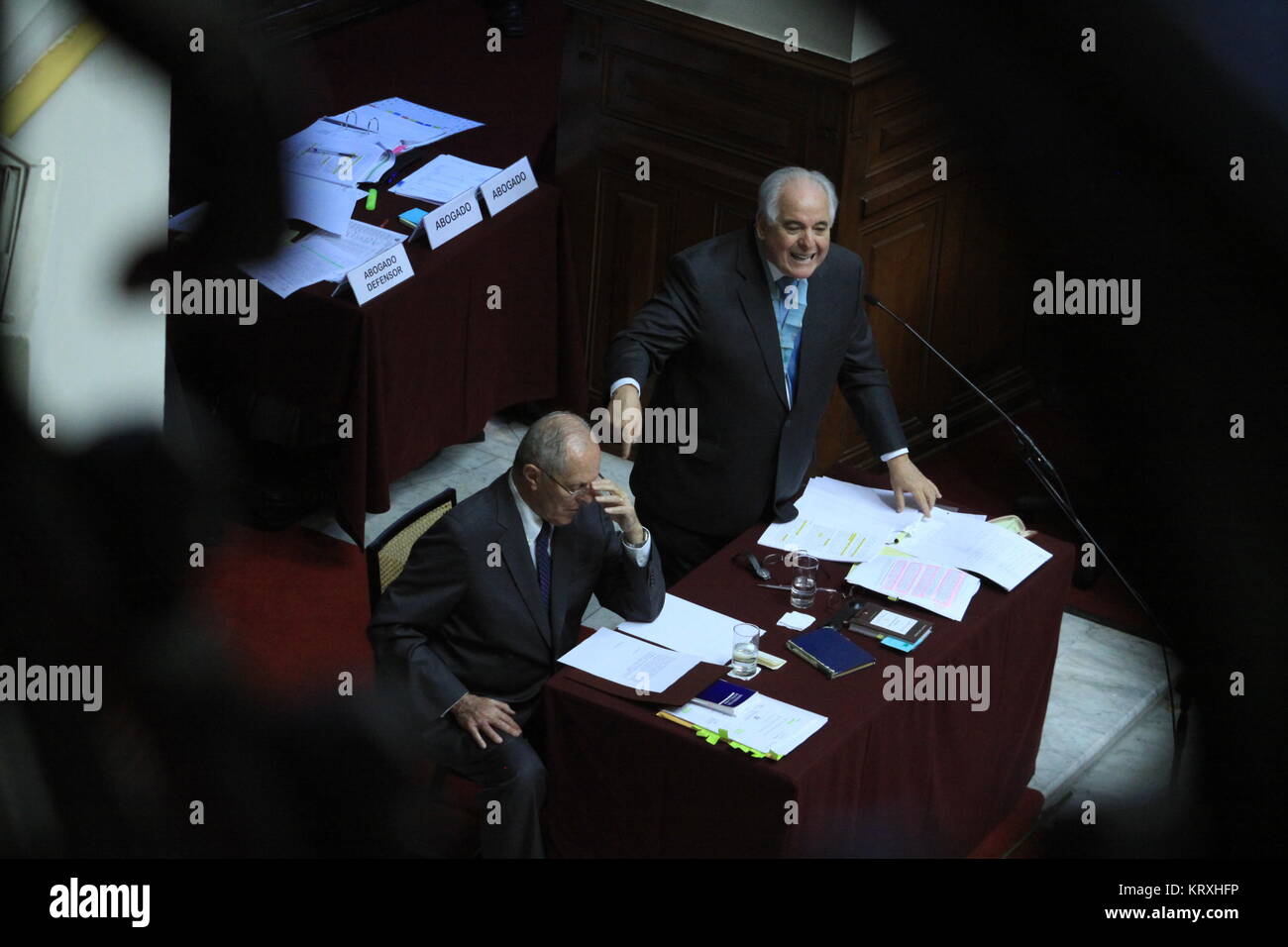 Lima, Peru. 21st Dec, 2017. Alberto Borea (R), lawyer of the President ...