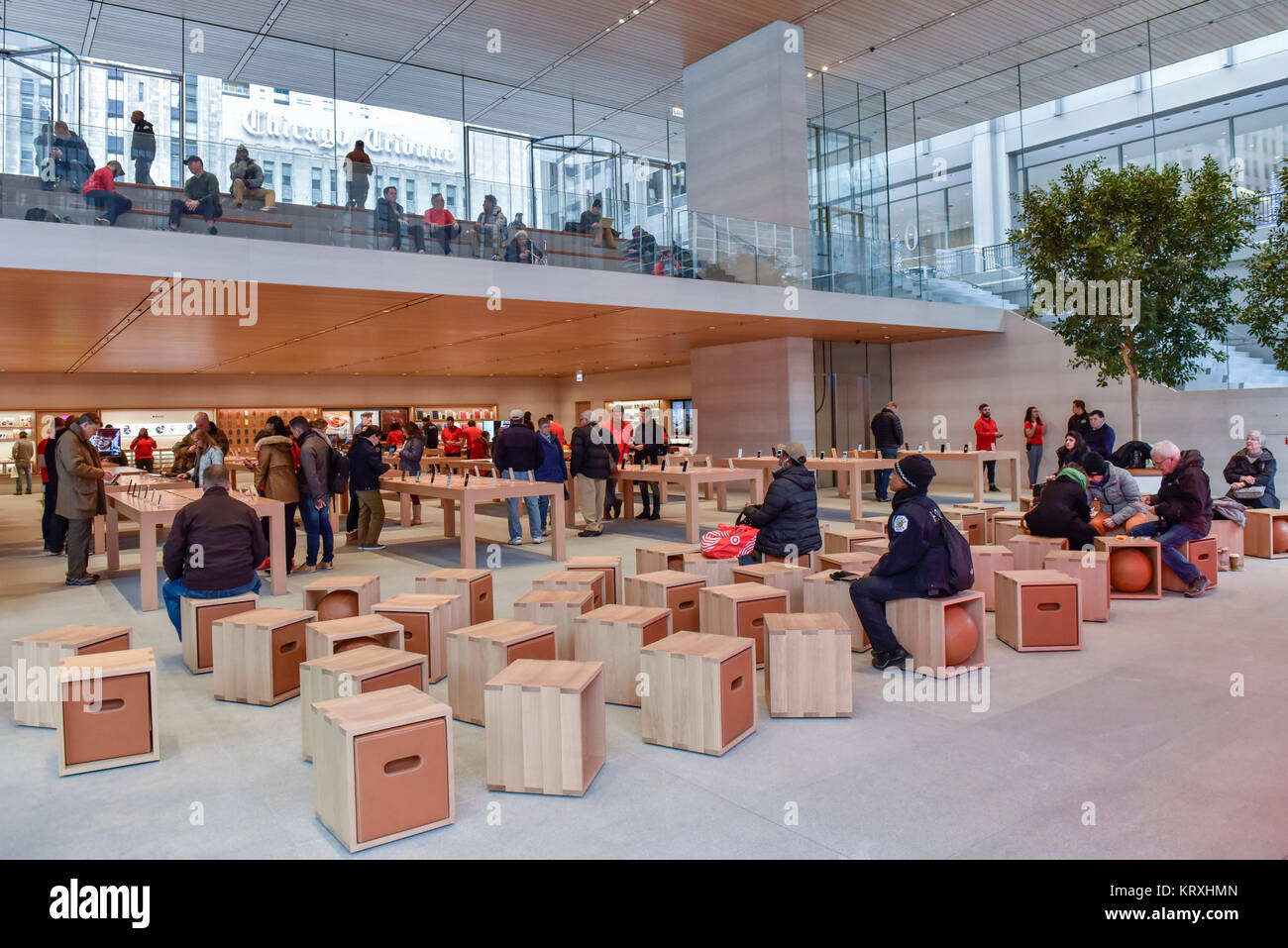 Chicago, USA. 21 December 2017. The new flagship Apple store, on the ...