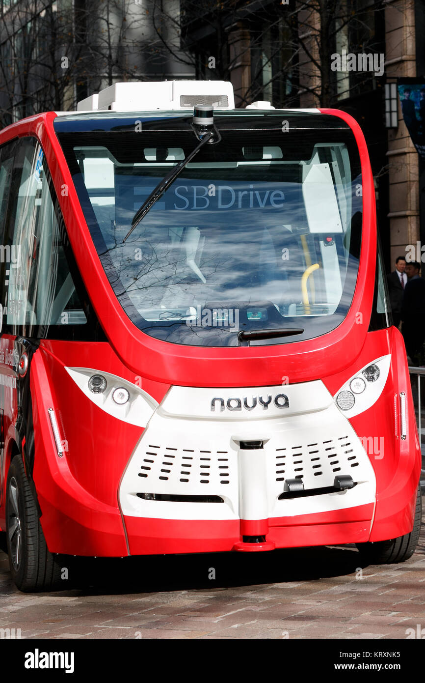 Tokyo, Japan. 22nd Dec, 2017. A self-driving electric shuttle bus Navya ...