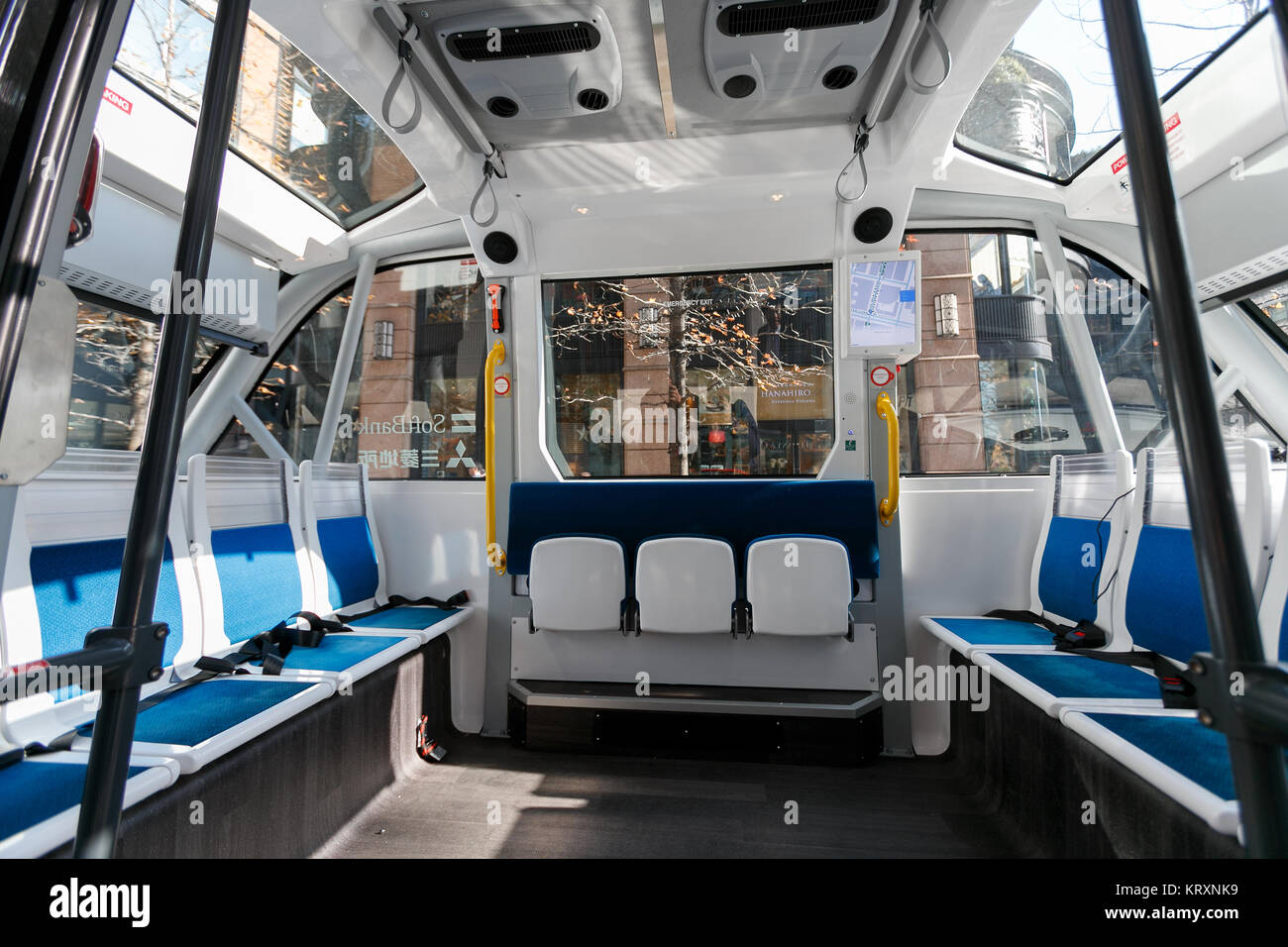Tokyo, Japan. 22nd Dec, 2017. The interior of a self-driving electric ...