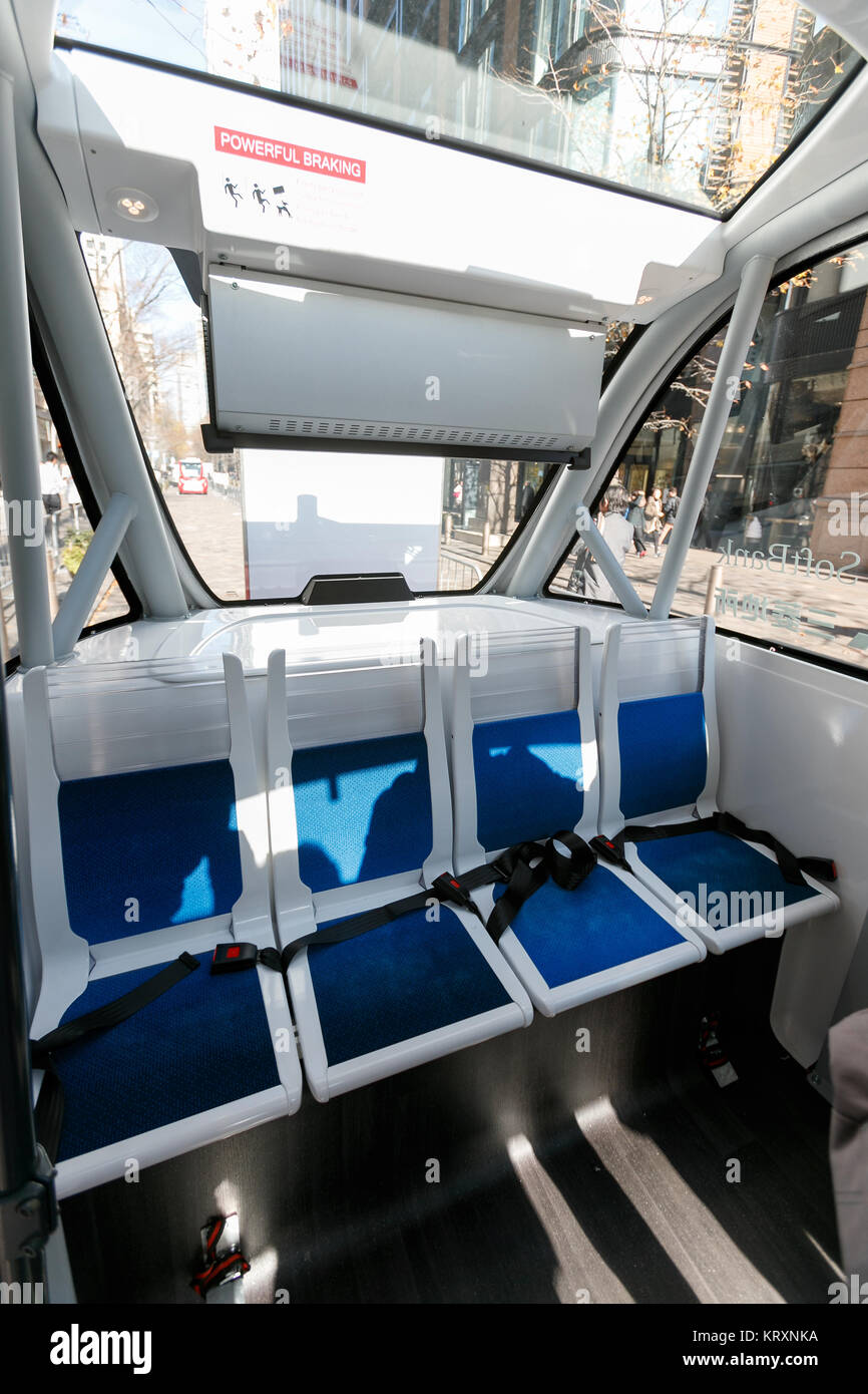 Tokyo, Japan. 22nd Dec, 2017. The interior of a self-driving electric ...