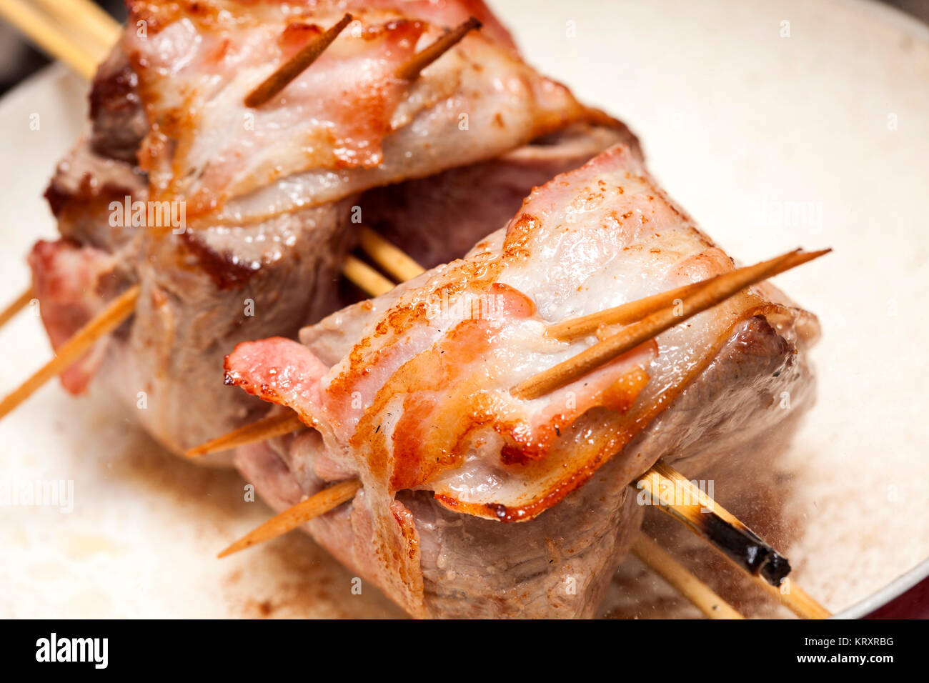 Filet Mignon Preparation : Browning the bacon wrapped around the beef ...