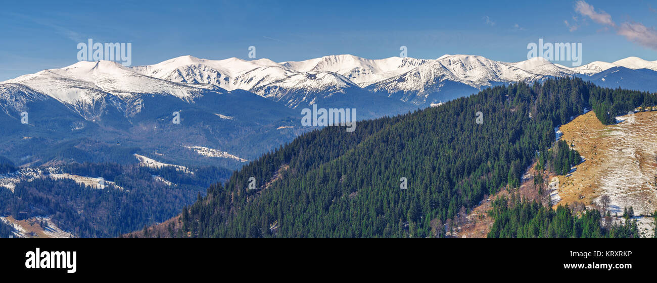 landscape, spring snow-capped mountain range Stock Photo - Alamy